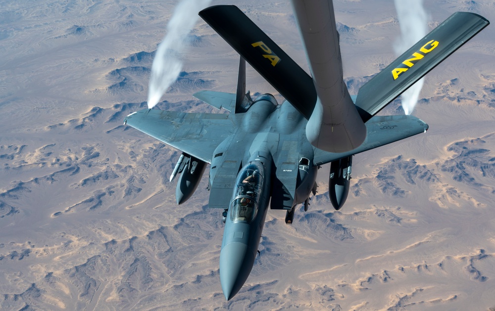 DVIDS - Images - KC-135 refuels F-15s in U.S. CENTCOM [Image 5 of 7]