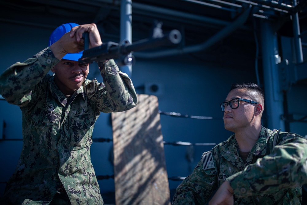 DVIDS - Images - USS Tripoli Sailors Conduct Weapons Familiarization Training [Image 8 of 8]
