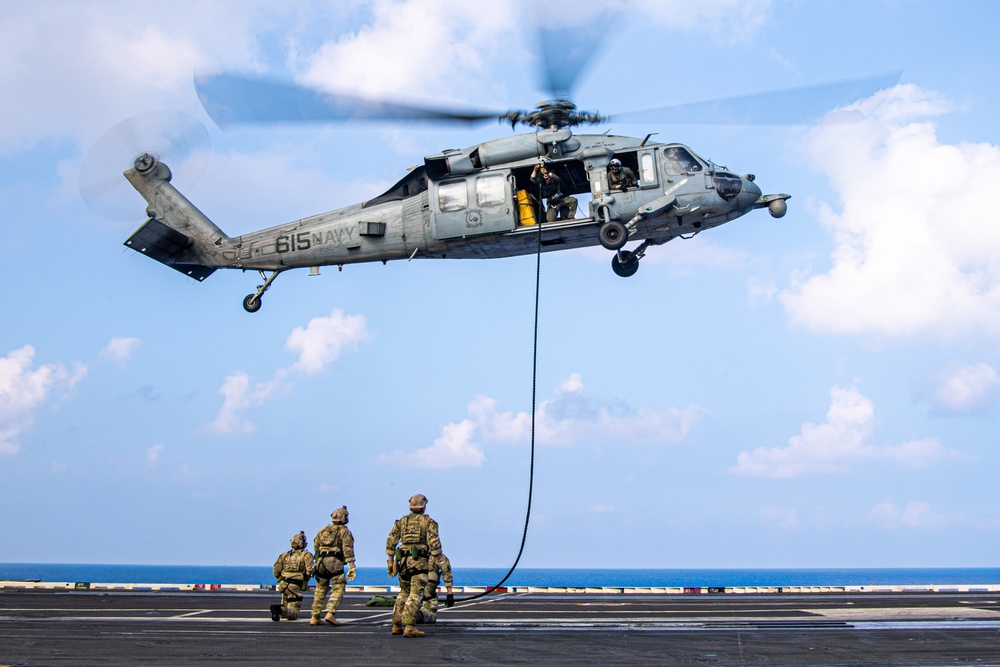 DVIDS - Images - Members of EODMU 5 conduct fast-rope exercises aboard ...