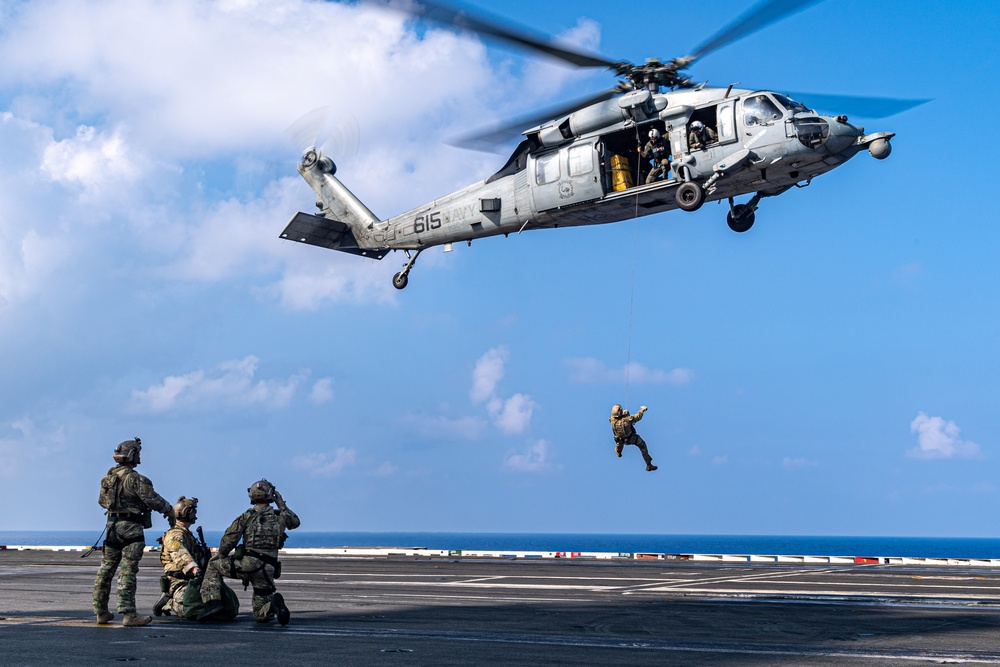 DVIDS - Images - Members of EODMU 5 conduct fast-rope exercises aboard ...