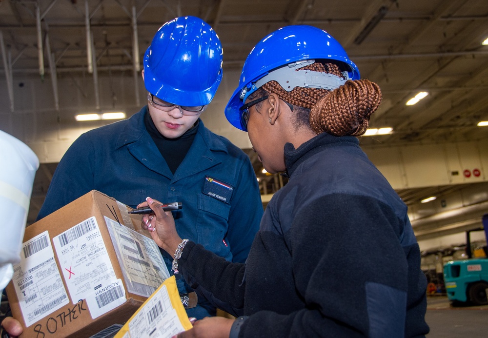 DVIDS - Images - USS Ronald Reagan (CVN 76) Sailors sort supply ...