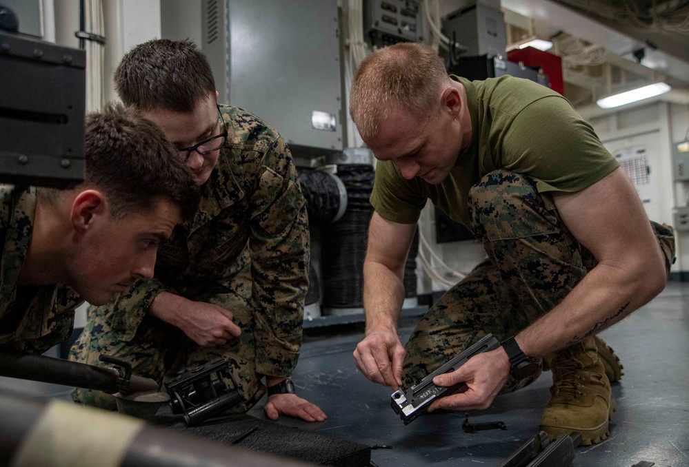 DVIDS - Images - Marines aboard the USS America conduct routine ...