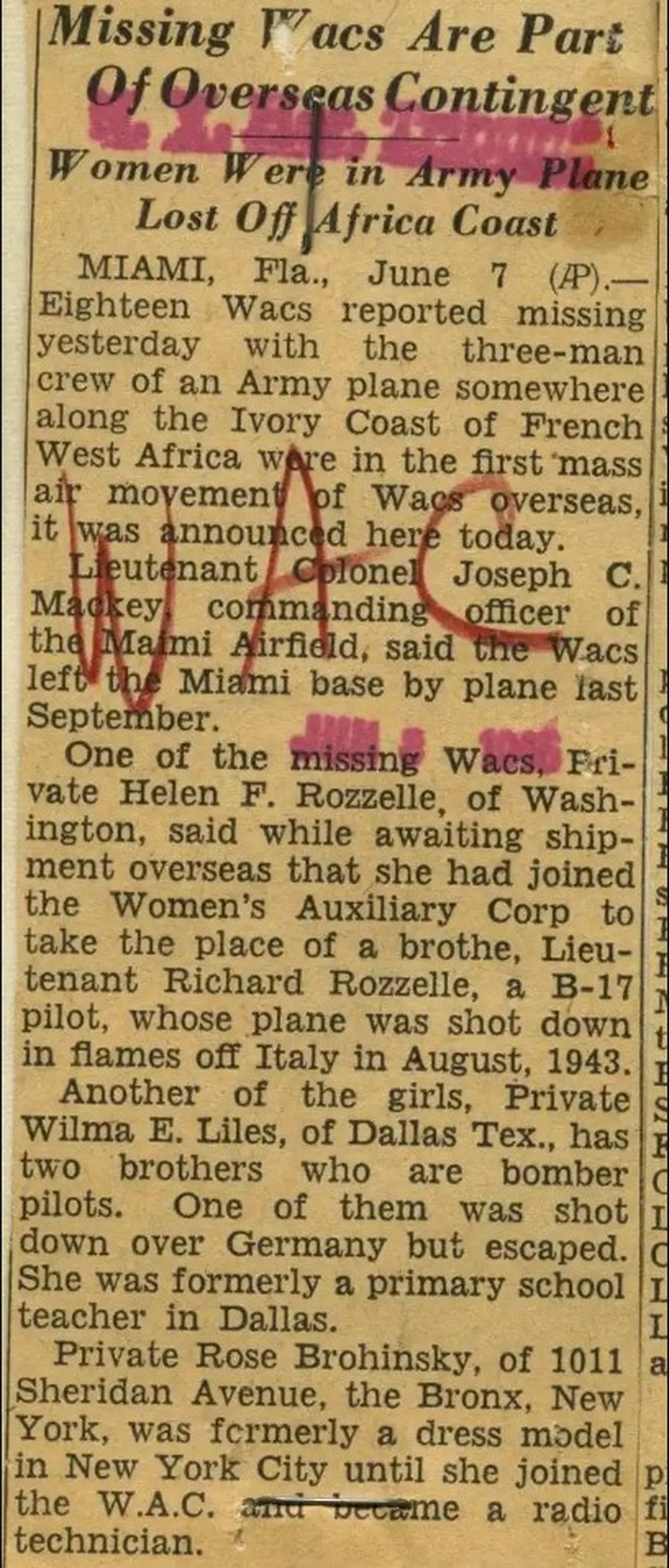 DVIDS - News - Documentary explores 18 WWII WACs Missing in Action