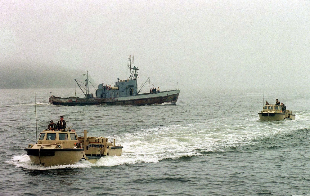DVIDS - Images - Two U.S. Navy LARC's ferry past a Russian fishing boat near Vladivostok, Russia.