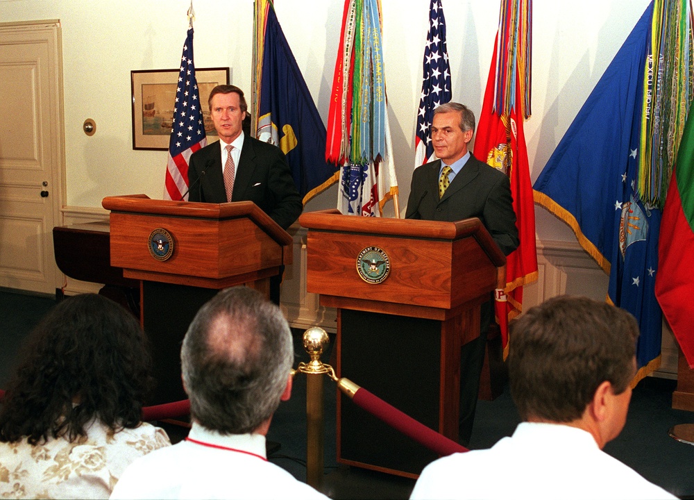 DVIDS - Images - Secretary Cohen and Minister Ananiev take questions ...