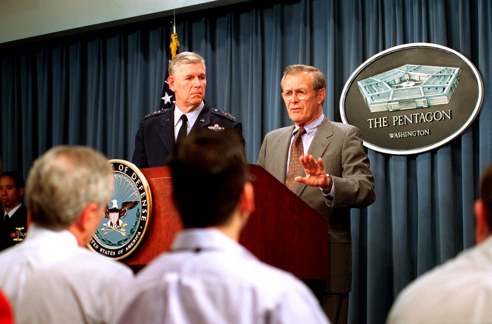 DVIDS - Images - Secretary Rumsfeld and Gen. Myers brief reporters at ...