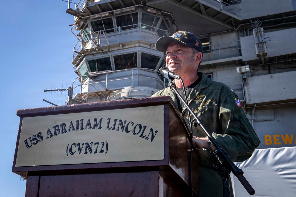 DVIDS - Images - Abraham Lincoln conducts all hands call [Image 5 of 5]