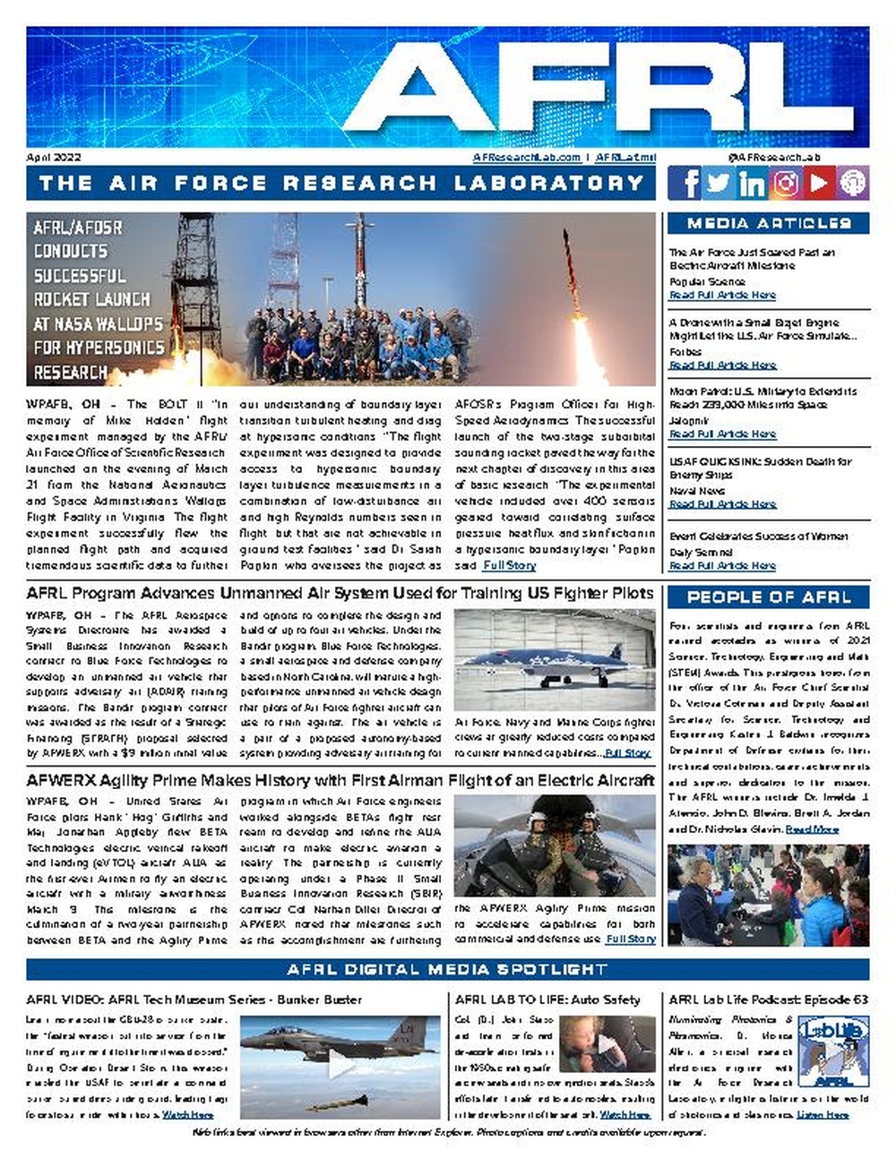 DVIDS - Publications - AFRL Newsletter - 04.15.2022