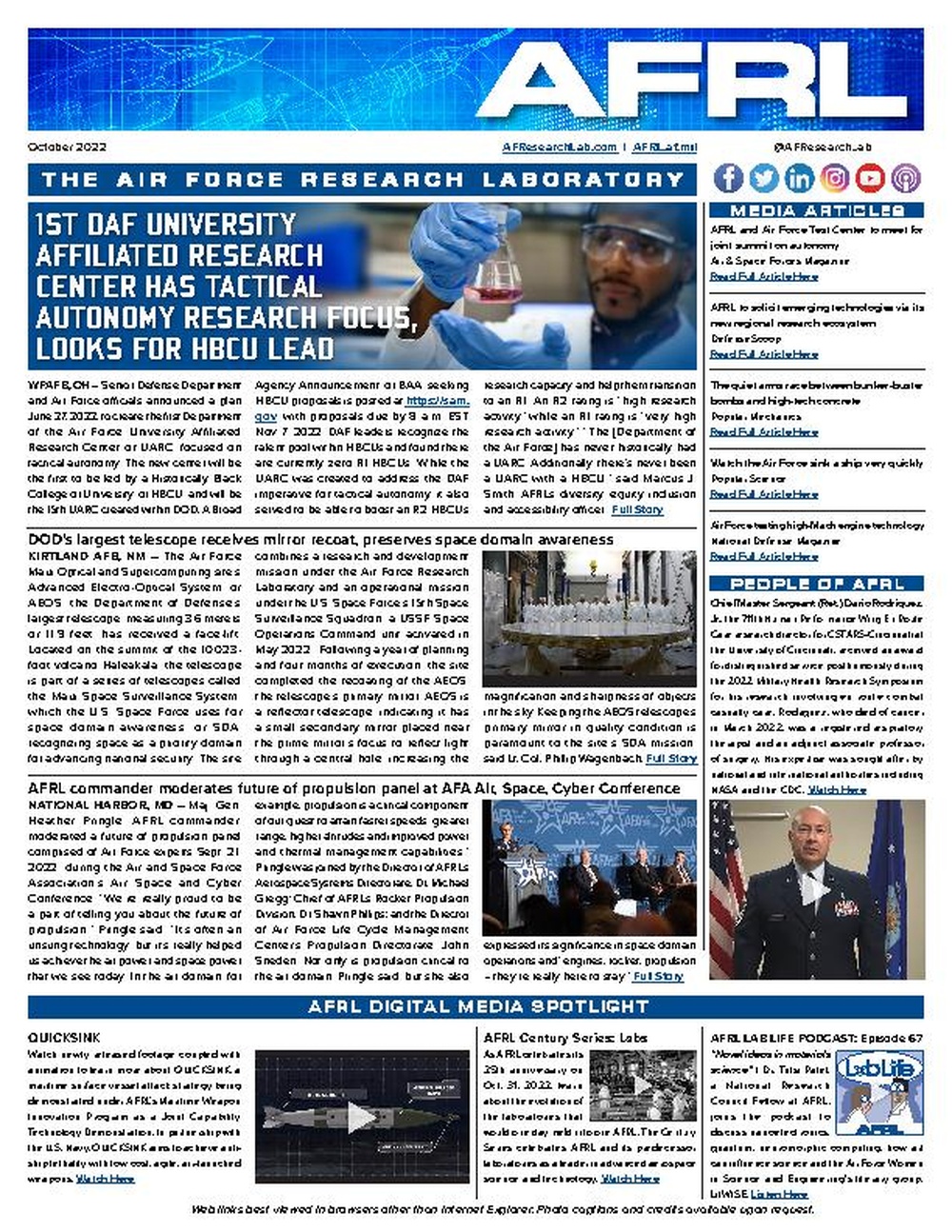 DVIDS - Publications - AFRL Newsletter - 10.13.2022
