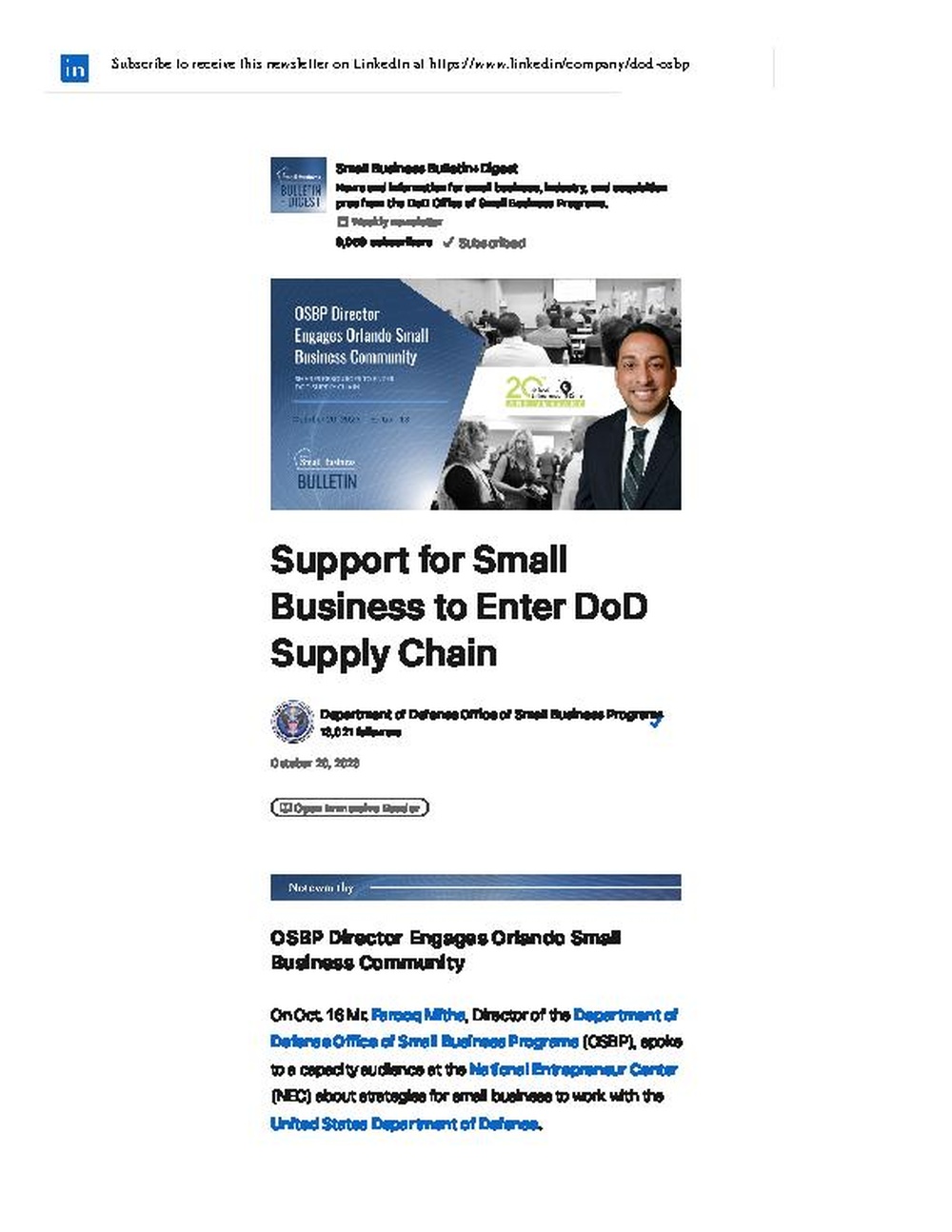 DVIDS - Publications - DoD Small Business Bulletin+Digest - 10.20.2023